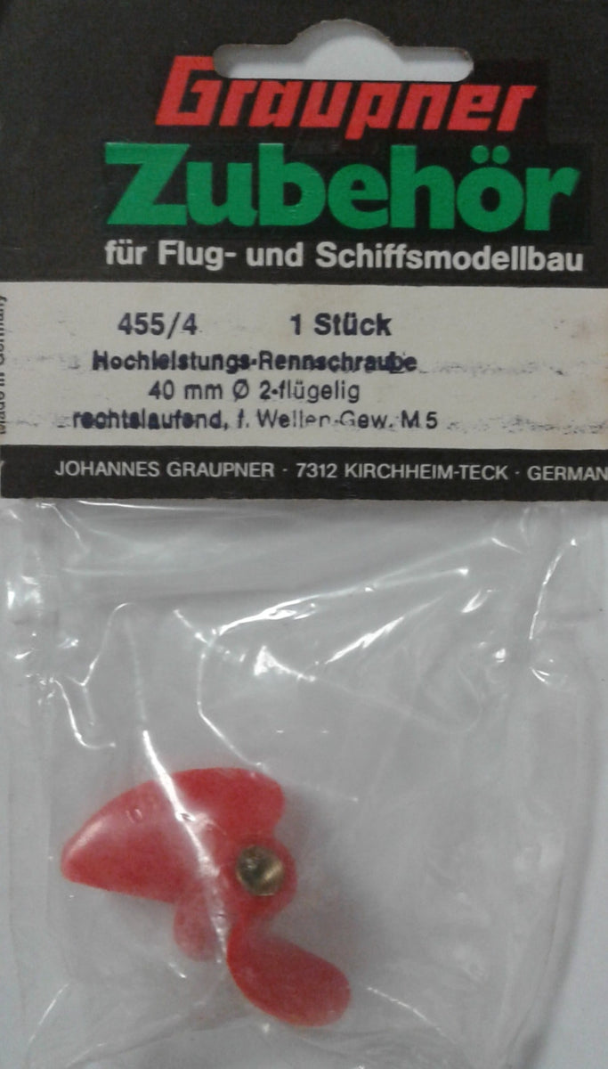 GRAUPNER # 455/4 -RACING PROPELLER - 2 BLADES - RED NYLON| Hobbyplex