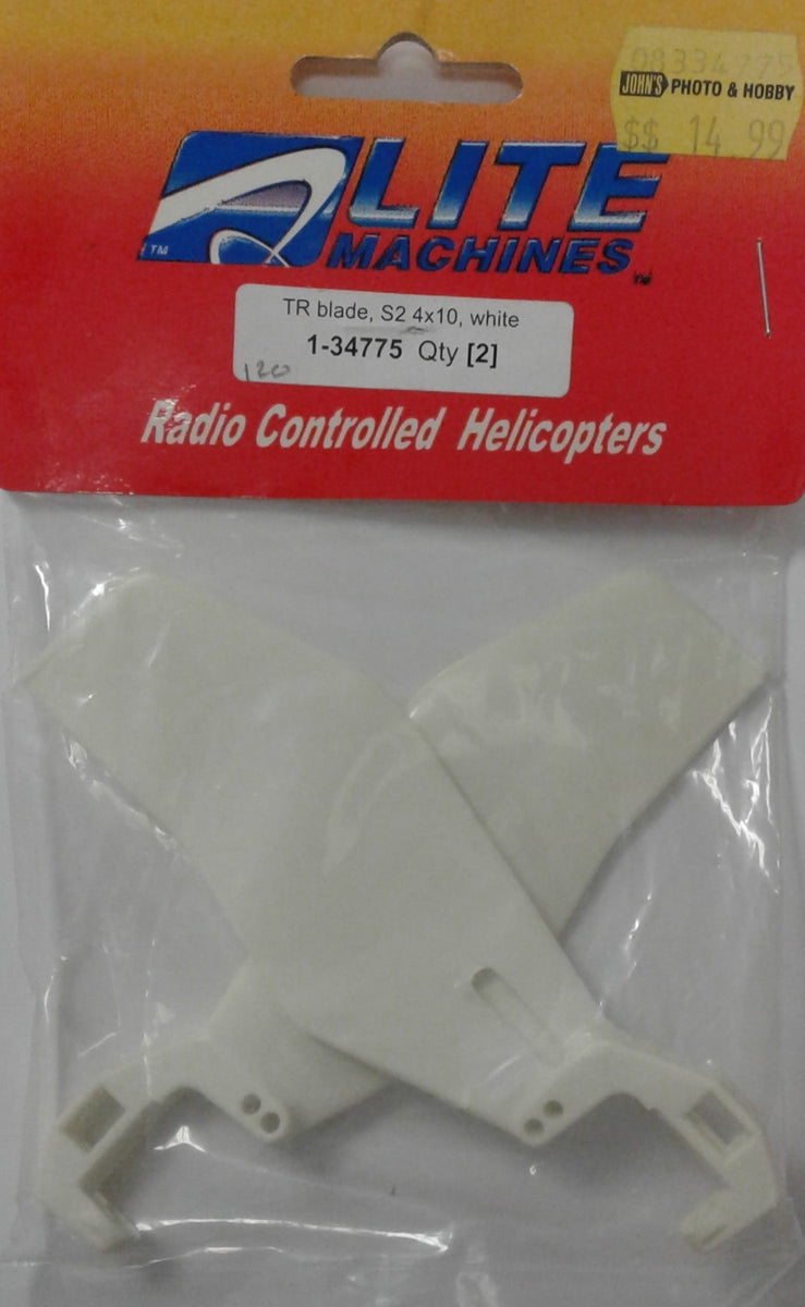 LITE MACHINES - 1-34775 - TAIL ROTOR BLADES, S2 4x10, WHITE| Hobbyplex