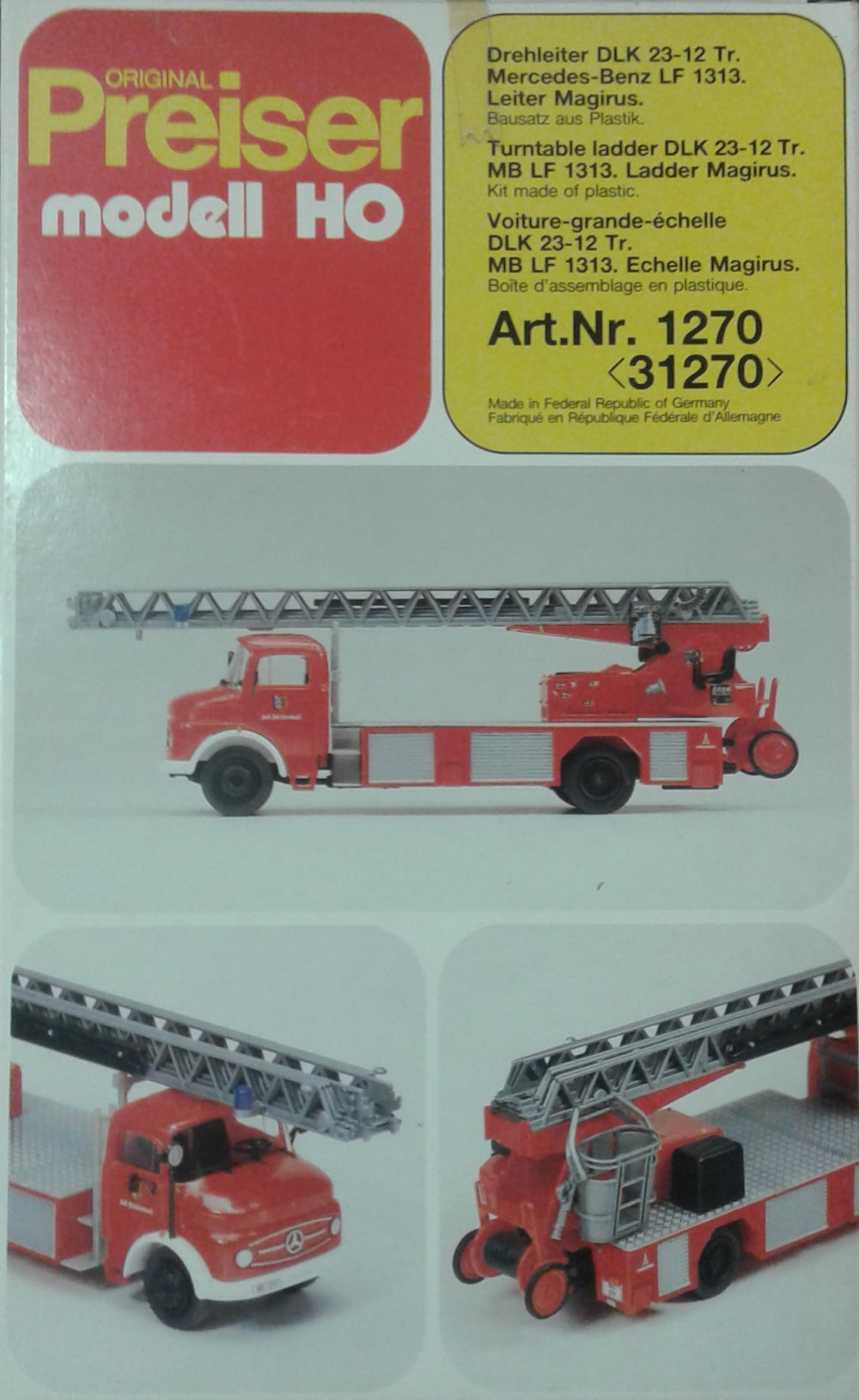 PREISER # 31270 - FIRE VEHICLE - HO SCALE| Hobbyplex