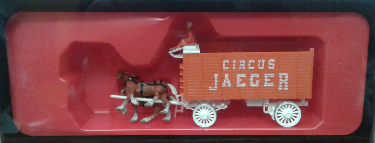PREISER # 22155 - BAGGAGE WAGON WITH 2 HORSES - CIRCUS JAEGER| Hobbyplex