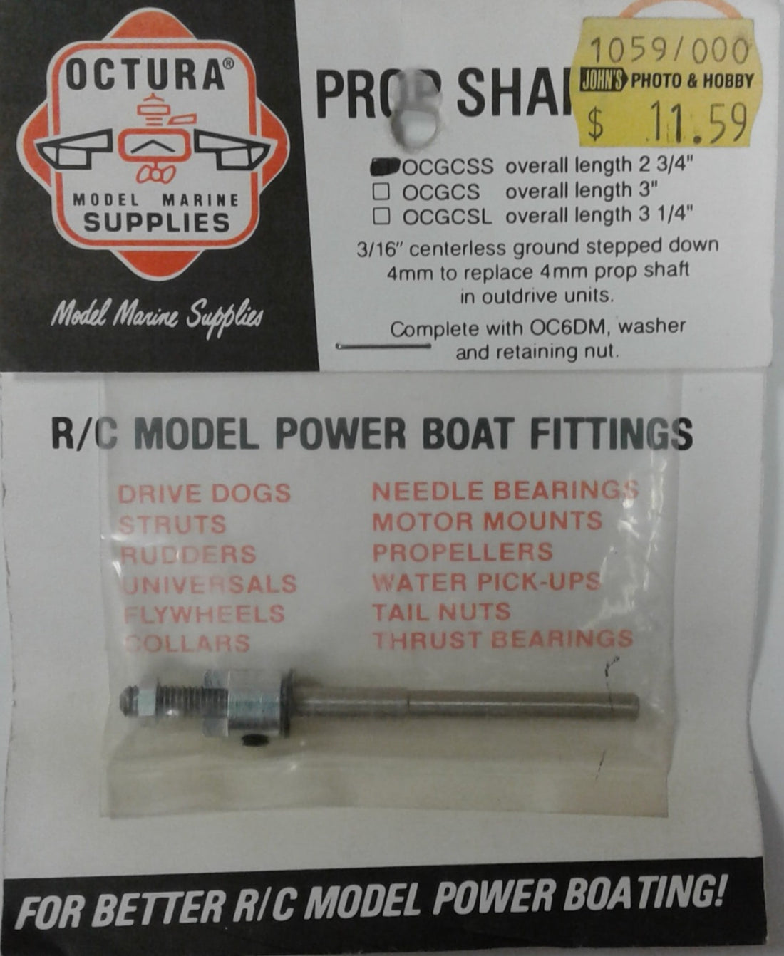 OCTURA - OCGCSS - PROP STUB SHAFT- WITH DRIVE DOG| Hobbyplex